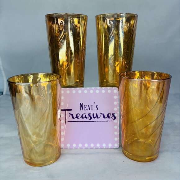 Carnival | Dining | Optic Lusterware Marigold Swirl Iridescent Carnival ...